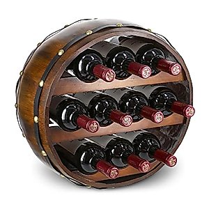 CoTa Global Barrell Wine Rack - Vintage Wall Mounted Barrel Wine Holder for 10 Wine Bottles, Decorative Wall Mounted Bottle Rack, Vintage Wall Wine Storage Shelf Organizer for Wine Bar and Home Décor