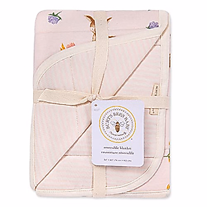Burts Bees Baby Infant Reversible Blankets 100% Organic Cotton GOTS Certified - Sweet Doe Prints with Quilting Pattern Soft Nursery Blanket with 100% Polyester Fill for Size 30 x 40 Inch
