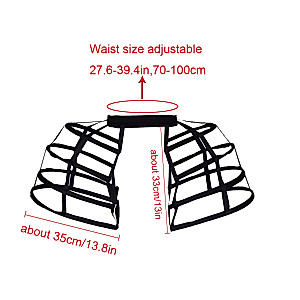 Pannier Petticoat Women Victorian Bustle Cages Hoop Skirt Cage Skirt for Women (Black 4 Hoops)