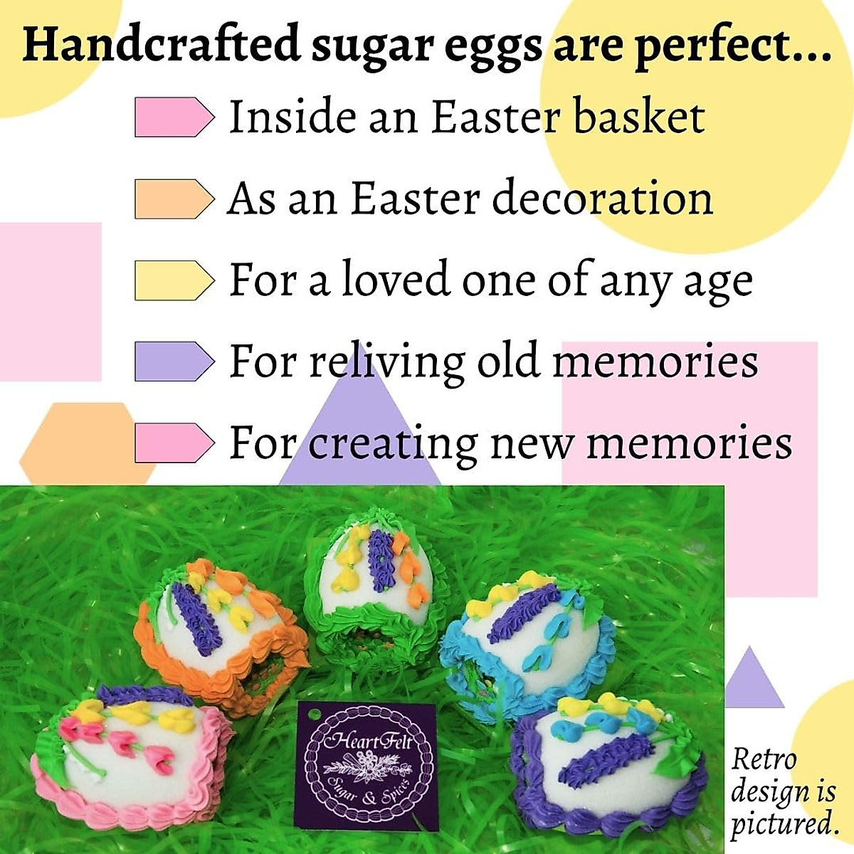 Retro-Style Panoramic Sugar Easter Egg, single; scene inside, perfect for Easter basket, centerpiece, or child gift
