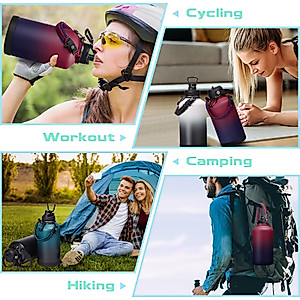 DIGJUPER 64OZ Vacuum Insulated Water Bottle - Keep Hot Cold Vacuum Flasks with Straw & Spout Lids, Paracord Handle, Water Bottler Carrier Holder & Protective Cup Mat, 1.8L Stainless Steel Water Jug