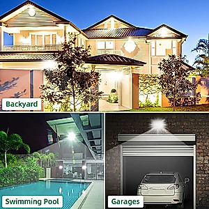 RFPP LED Flood Light Outdoor,2Pack 25W Plug in Motion Sensor Light with 5ft Cord,120V Security Lights with photocell Waterproof 5700K Flood Lights Lighting for Yard Backyard House Wall (25, Watts)