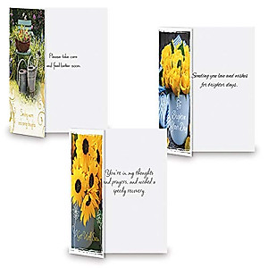 Get Well Florals Greeting Cards Value Pack- Set of 20 (10 designs) Large 5 x 7, Sentiments Inside, Get Well Soon Cards, Get Well Wishes, Envelopes Included