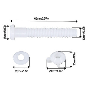 BLMHTWO 2 Pieces Toilet Seat Bolts and Nuts, Toilet Seat Screws Replacement Toilet Seat Bolts Includes Nuts and 28mm Gasket Plastic Toilet Seat Replacement for Most Toilet Seats (White)