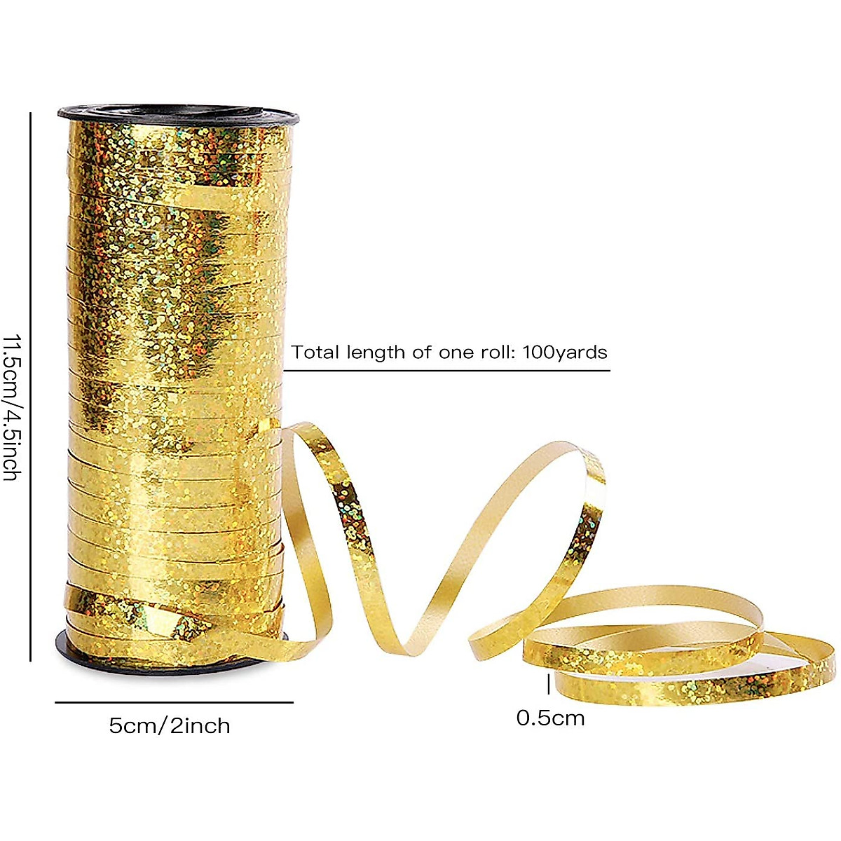 7 Pack Curling Ribbon, Crimped Curling Ribbon Metallic Balloon Ribbon Gift Wrap Ribbon Balloon String Shiny Wrapping Ribbon for Crafts, Christmas, Birthday, Wedding, Party Decoration (Glittered)