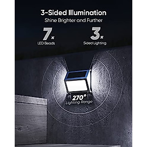 JACKYLED 12 Pack Solar Step Lights Outdoor, 3-Side 7 LED Brighter Solar Deck Lights Stainless Steel IP65 Waterproof Solar Fence Lighting for Stair, Patio, Fence, Step, Garden (Cool White)