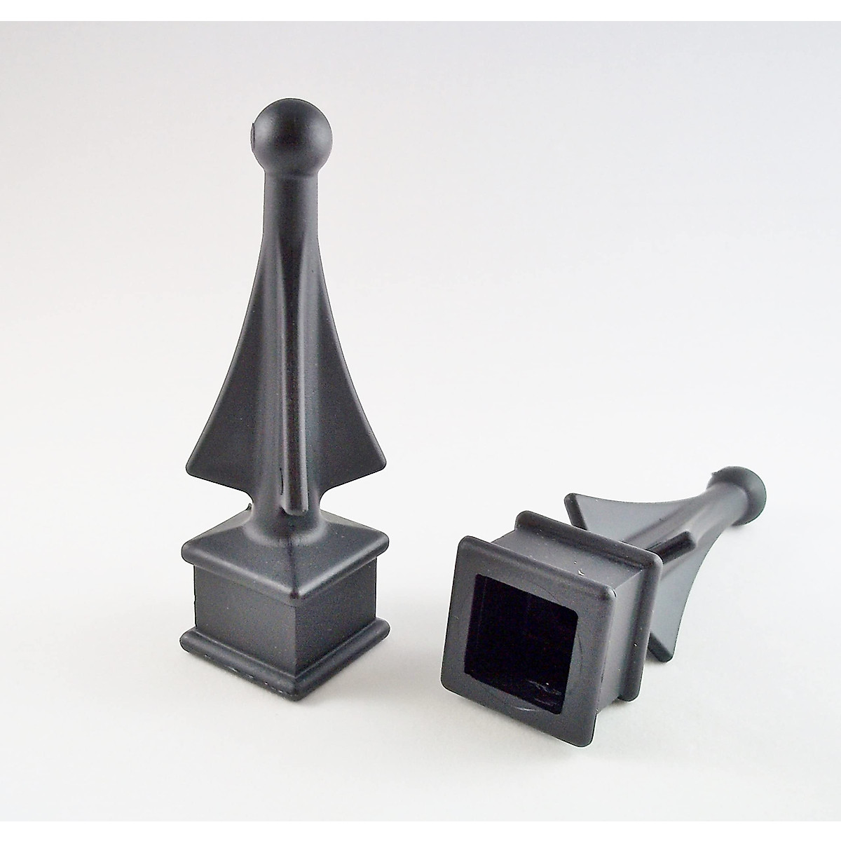Retrospec Creations 100 Each for 3/4” Black Plastic Finial Tops for Iron Picket Fence 4-Sided Spire - #1-34