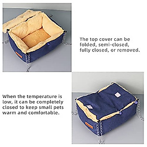 Rat Hammock for Cage, Guinea Pig Hideout Small Animal Hammock House Rat Hut, Sugar Gliders Beds Cage Accessories for Chinchilla,Hamster,Rat,Bunny,Squirrel,Gerbil (Blue)