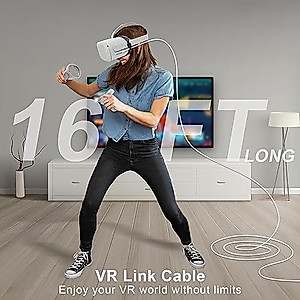 RuntoGOL 16FT Link Cable for Oculus Quest 2/1 Accessories with Adapter, VR Headset Cable with Separate Charging Port, USB 3.0 to USB C High Speed PC Data Transfer Charging Cord for Gaming PC