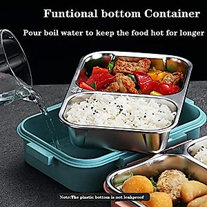 LANSKYWARE 2 Compartments Bento Lunch box with Insulated Lunch Bag and Portable Utensils, Stainless Steel Food Lunch Containers for Adults Men Women