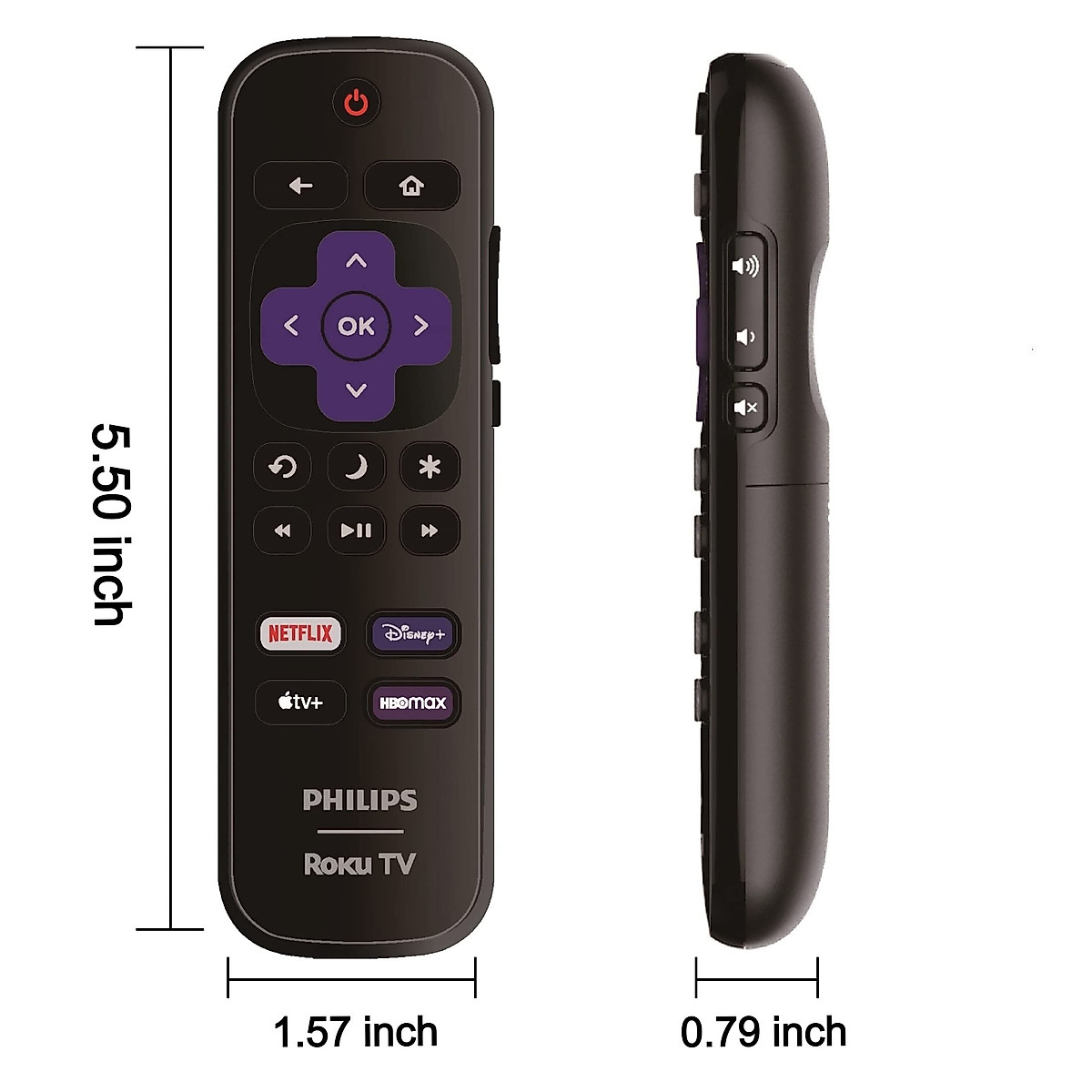 2 Pack - OEM Replacement Remote Control for All Philips Roku Smart TVs【Only Works with Philips Roku TV, Not for Roku Stick and Roku Box】 (Netflix/Disney Plus/Apple TV+ / HBO Max)