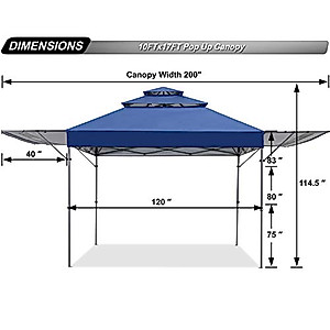 ABCCANOPY Pop up Gazebo Canopy 3-Tier Instant Canopy with Adjustable Dual Half Awnings, Navy Blue