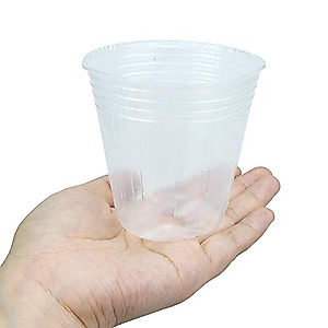 HOVEOX 100Pcs 3 Inch Plant Nursery Pots with 100Pcs Plant Labels, Transparent Plastic Gardening Pot Planting Containers Indoor Succulent herb Planter for Seedlings Succulent Vegetable