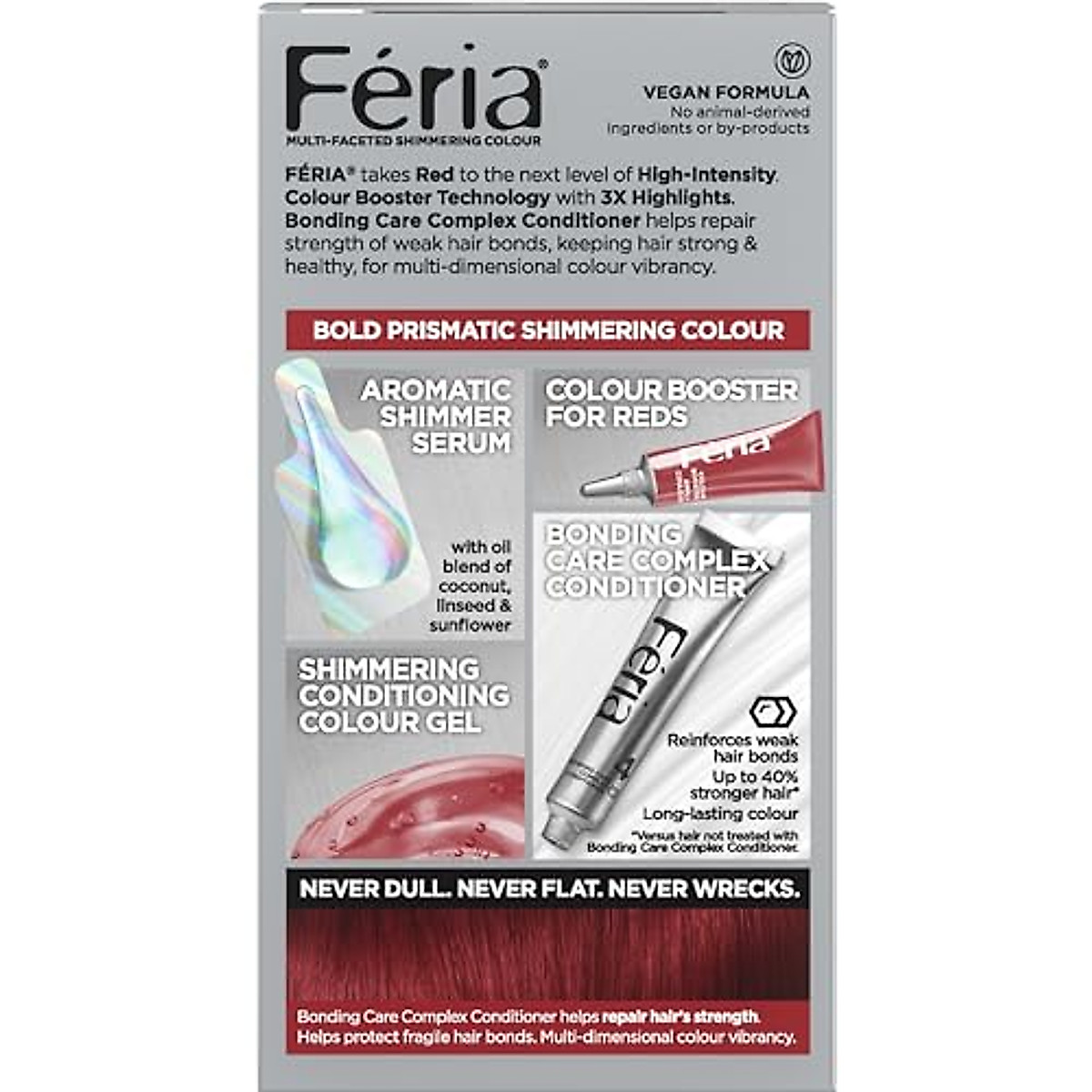 L'Oreal Paris Feria Multi-Faceted Shimmering Permanent Hair Color, R57 Cherry Crush (Intense Medium Auburn), Pack of 1, Hair Dye