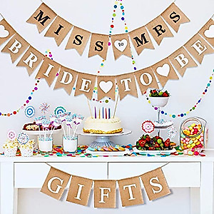 3 Pieces Bridal Shower Banner Bride to Be Decorations Banner Gifts Banner Rustic Burlap Bunting Banner for Bridal Shower Banner Bachelorette Party Decoration (Black)