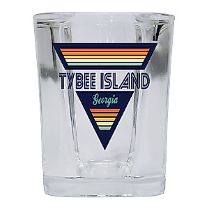 R and R Imports Tybee Island Georgia 2 Ounce Square Base Liquor Shot Glass Retro Design
