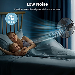 ARLIME Pedestal Fan, 16 Inch Oscillating Fan w/ 3 Speeds & Adjustable Height, 75° Oscillation & 20° Tilt, Heavy Duty Metal Aluminum Blades, Standing Fan for Bedroom, Home Office, Garage (Copper)