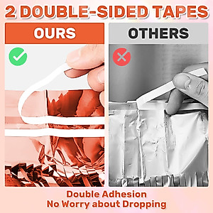 4-Pack Backdrop for Party Decorations, Foil Fringe Backdrop Curtains, Tinsel Streamers for Birthday Party Decorations, Rose Gold Tinsel Curtain for Graduation Mermaid Baby Shower New Year Prom Parties