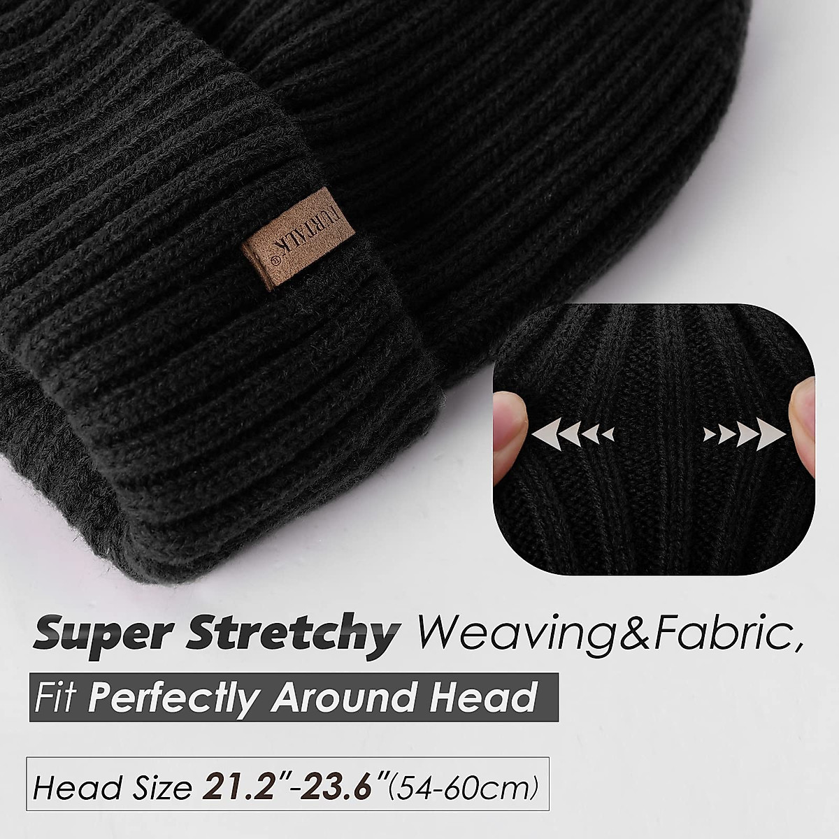 FURTALK Women Men Beanie Warm Winter Hats Acrylic Knit Cuffed Beanie Daily Beanie Hat Unisex Plain Skull Cap Black¡­