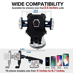 Bling Car Phone Holder,Bling Crystal Car Phone Holder,360°Adjustable Crystal Auto Phone Mount ,Bling Universal Phone Mount Holder Long Arm Suction Cup Phone Holder for Car Dashboard Windshield (White)