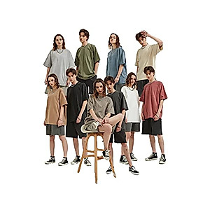 Aelfric Eden Mens Oversized Shirts Washed Loose Tee Solid Crewneck Summer Casual Tops