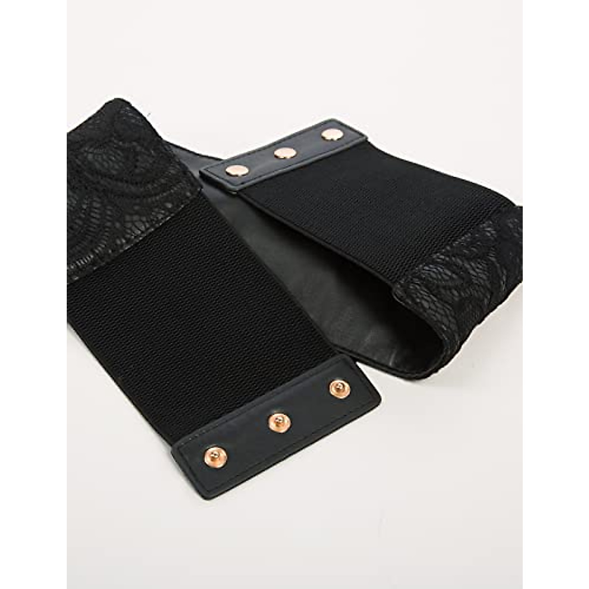 Hanna Nikole Womens Plus Size Stretchy Cinch Belt Snap-Button Corset Belt Black M