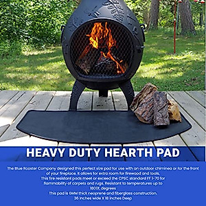 The Blue Rooster CPSC Certified Grill Pad, Thick 6mm Pad Protects Floor, Deck, Patio from Spills and Grease. Smoker, Grill, Chiminea Pad 36" x 48" Rectangle