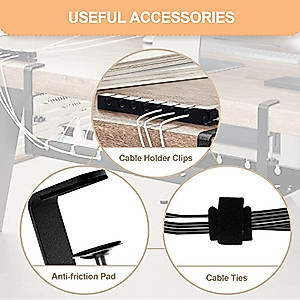 Shikha Cable Management Under Desk, Adjustable Cable Organizer with Adhesive Cable Holder Clips, Reused Cable Ties. Stable & Durable.(Black)