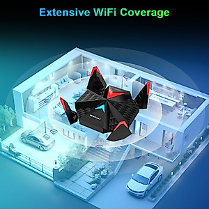 NEWFAST AX5400 WiFi 6 Adapter, USB 3.0 WiFi 6E Adapter for Gaming PC, 5400Mbps Tri-Band E-Sports Wireless Adapter for Desktop PC Laptop, Wireless Network Adapter WiFi Dongle Supports Windows 11/10