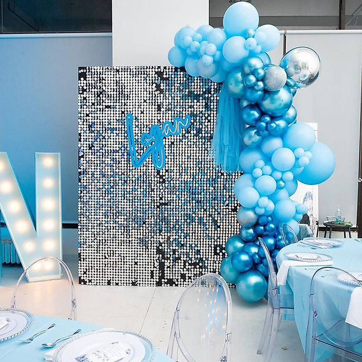 Felice Arts 161Pcs Boy's Birthday Blue Macaron Balloons Garland Kit Dark and Baby Blue Chrome White Balloons Arch Kit for Baby Shower Wedding Party Decoration