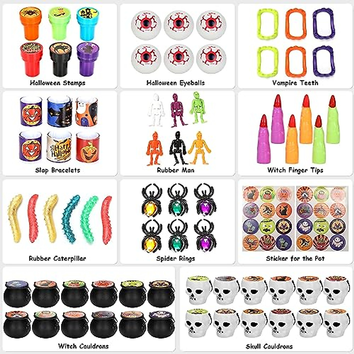 Halloween Party Favors 24 Pack Prefilled Small Plastic Witch Cauldron Skull Cauldron Halloween Toys in Bulk Halloween Prizes Gifts Miniatures for Kids Trick or Treat Halloween Party Prizes Toys