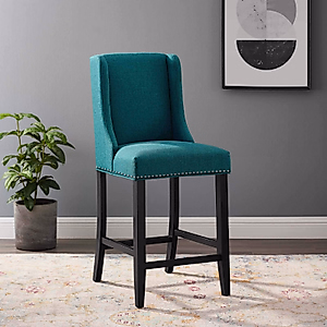 Modway Baron Fabric Upholstered Dining Counter-Height Bar Stool in Teal