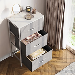 AODK Dresser for Bedroom Nightstand Small Dresser Chest of Drawers End Table for Living Room, Closet Dresser with 3 Storage Drawers Organizer Clothes, Light Grey
