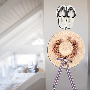 Veclotch Beach Themed Flip Flop Wall Mounted Coat Hooks Towel Rack,Solid Fir Wood Sandal Slipper Shaped Hanging Ornament Nautical Wall Hook Hanger for Bathroom Bedroom Living Room