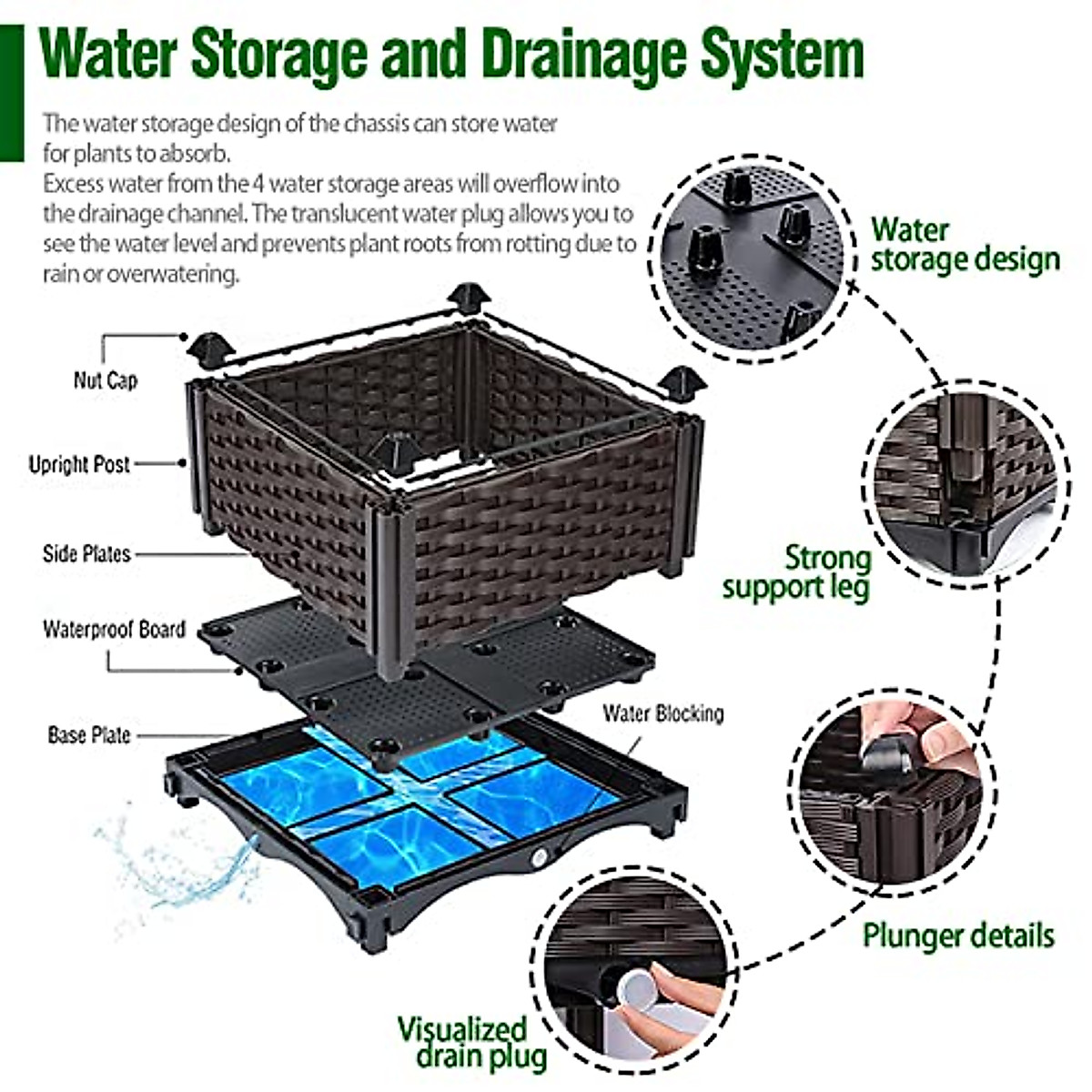 NACREEN Raised Garden Bed with Legs Planters for Outdoor Plants Garden Boxes Outdoor Raised Planter Box Perfect for Garden Patio Balcony Deck to Planting Flowers Vegetables Tomato and Herbs