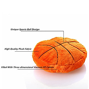 XIYUAN 18" Basketball Plush Sports Pillow Soft Stuffed Sports Balls Toy Fluffy Durable Football Throw Pillow Toys Sofa Room Decor Throw Pillows Cushion Child Sports Toy Gift (Large/Orange)