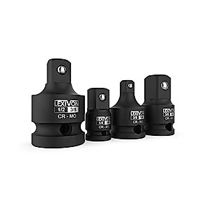 LEXIVON Impact Socket Adapter and Reducer 4-Piece Set | 1/4" - 3/8" - 1/2" Impact Driver Conversions, Chrome Molybdenum alloy steel (LX-112)
