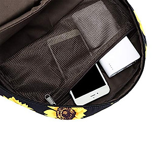 FLYMEI Sunflower Backpack for Girls, Cute Backpack for Women, Lightweight 15.6'' School Backpack with Crossbody Purse & Pencil Bag, Floral Backpack for Women, Sunflower Bookbags for Teen Girls