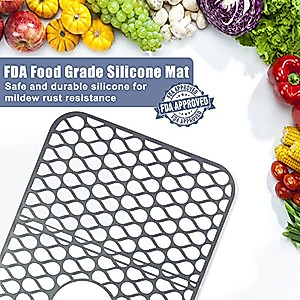 Silicone Kitchen Sink Mats for Bottom of Kitchen Sink,Non-slip Heat Resistant Sink Protectors for Kitchen Sink Mats and Protectors,Silicone Sink Mat Protector for Farmhouse Center Drain(26"x14")