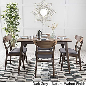 Christopher Knight Home Idalia 50" Rectangular Dining Set, 5-Pcs Set, Natural Walnut / Dark Grey