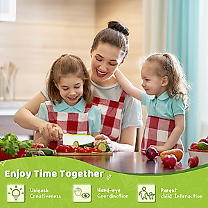 TinyHalo 11 Pcs Wooden Kids Kitchen Knife, Kids Knife Set with Cutting Board Fruit Vegetable Crinkle Cutters Serrated Edges Plastic Toddler Knifes for Real Cooking Kid Safe Knives…