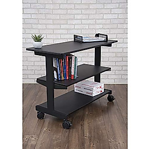 Stand Up Desk Store 3-Shelf Rolling Desk Return Side Desk Organizer and Bookcase on Wheels