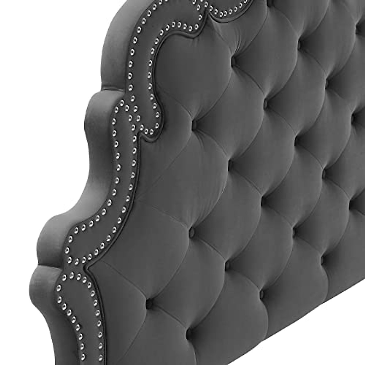 Modway Arabella Button-Tufted Performance Velvet Headboard, Full/Queen, Charcoal