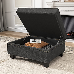 Nolany Ottoman Module for Modular Sectional Sofa, Storage Ottoman Bench for Living Room,Darrk Grey