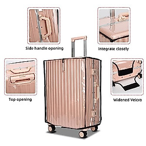 3 Pieces Clear Luggage Covers for Suitcase TSA Approved PVC Waterproof Luggage Protector Suitcase Cover for Travel Packing (Black Border, 20'')