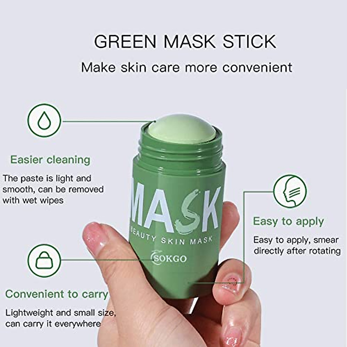 Eliversion Green Tea Purifying Clay Face Mask, Cleansing Mud Mask for Men and Women, Moisturizing Oil Control Shrink Remove Blackheads, Shrink Pores, Improve Skin Tone (Green Tea)