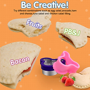 Uncrustable Sandwich Cutter and Sealer for Kids - Fangze 4 Pcs Decruster Cookie Maker Shapes Lunch Bread Mold Stainless Steel