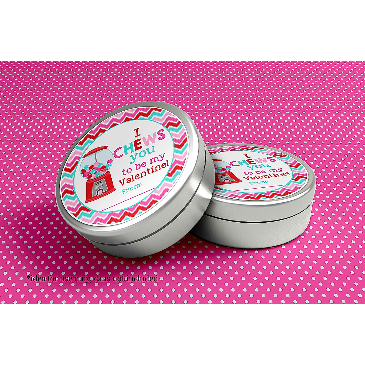 I Chews You Bubble Gum Valentine Party Favor Sticker Labels for Kids, 40 2" Party Circle Stickers by AmandaCreation, Great for Classroom Valentines, Envelope Seals, Gifts & Treats