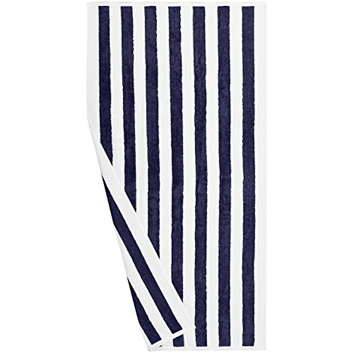 Amazon Basics Cabana Stripe Beach Towel - 2-Pack, Navy Blue