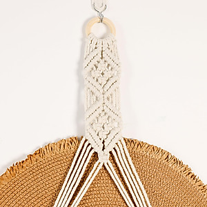 YZHuanZhi Cowboy Hat Hangers Macrame Hat Racks for Wall 2 Pcs One Hole Hand Weaving Boho Hat Organizer Hanging Display Western Decor for Wide Brim (One Hole, 2 Pieces)